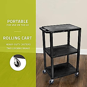 Luxor WT42E 42"H Electric A/V Cart with 3 Shelf and Black Leg