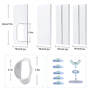 BROSYDA Portable Air Conditioner Window Vent Kit, Upgraded Seamless Portable AC Vent Kit with 5.1" Diameter of Exhaust Hose & Universal Coupler, Adjustable Window Seal Kit for Sliding Window