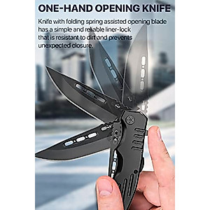 Spring Assisted Knife - Pocket Folding Knife - Military Style - Boy Scouts Knife - Tactical Knife - Good for Camping Hunting Survival Indoor and Outdoor Activities Mens Gift 6681