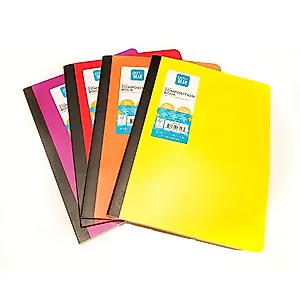 Pen + Gear Poly Composition Notebook, College Ruled, Pack of 4- Purple, Yellow, Orange, Red