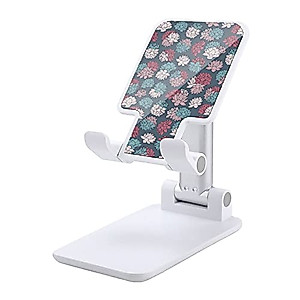 Dahlia Floral Cell Phone Stand for Desk Foldable Phone Holder Height Angle Adjustable Sturdy Stand White-Style
