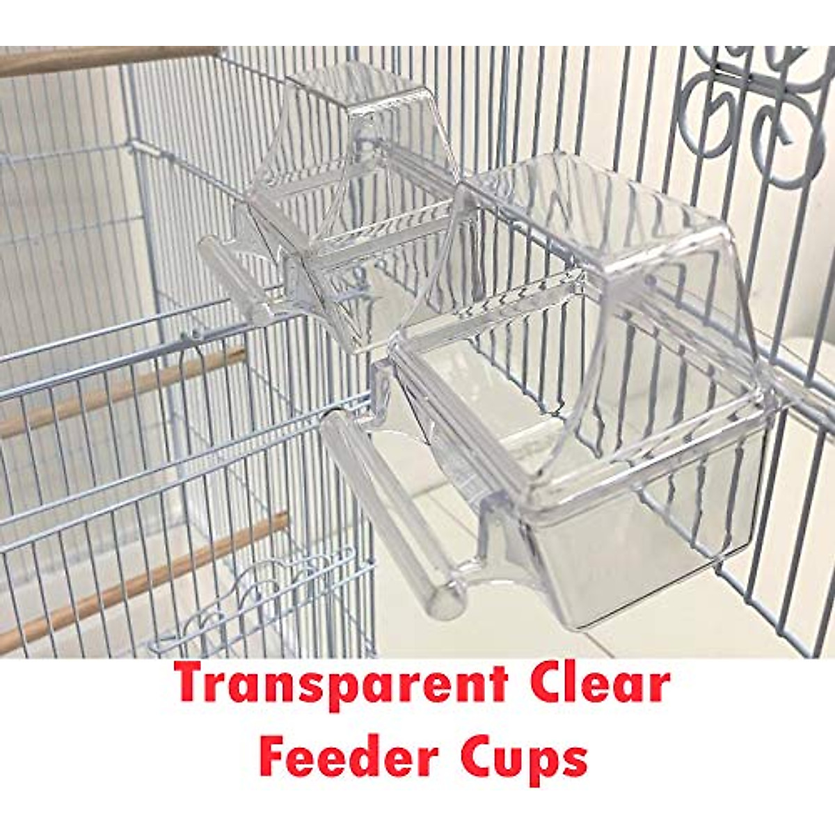 62" Rolling Bird Cage Canary Parakeet Cockatiel Lovebird Finch Perch with Stand (White, with Toy)