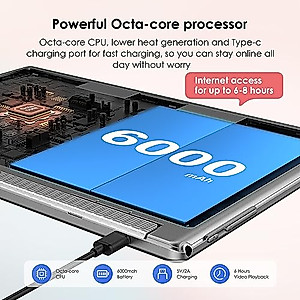 LNMBBS Android Tablet 10 Inch, 4GB RAM 64GB Storage, Android 12.0, Octa-Core Processor, Tablet with Keyboard, Large Battery, Dual Camera, Wi-Fi, Bluetooth, GPS, Mouse,Tablet Cover, Tablet,Gray