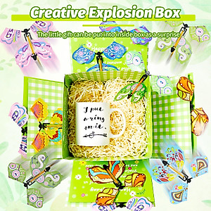 XLSXEXCL Birthday Explosion Gift Box, Birthday Flying Butterfly Surprise Gift Box, DIY Exploding Surprise Birthday Gift for Birthdays, Wedding, Mother's Day, Anniversaries, 7.9x7.9x5.1in