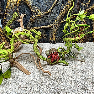 Hamiledyi Lizard Climbing Jungle Vines 9.8FT Flexible Reptile Leaves with Suction Cups Reptile Tank Habitat Decor for Gecko, Snakes,Chameleon,Bearded Dragon