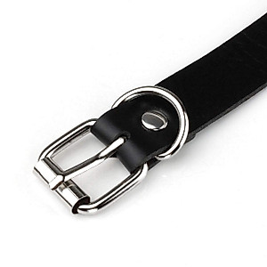 Manfnee PU Leather Choker Punk Goth Emo Circle Chain Choker Collar Necklace for Women Men Adjustable