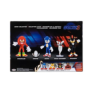 Sonic 3 Movie Action Figures 2.5-Inch Movie Collector Toy Figure Multi-Pack Includes Sonic Knuckles Shadow Buzz Bomber & Drone- Officially Licensed Toys