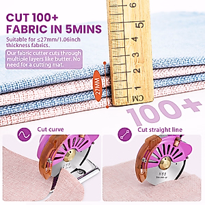 BAOSHISHAN Electric Fabric Rotary Cutter Heavy Duty Speed Adjustable Fabric Scissors Round Blade Cutting Machine for Multilayer Fabric Leather Cloth Carpet (100mm Plug-in Purple)