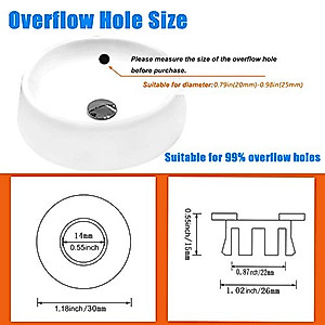 COMELITE Bathroom Sink Overflow Trim-Ring - 304 Stainless Steel Sink Mesh Hole Overflow Covers, Round Insert in Hole Round Caps, Brushed Silver, Pack of 2