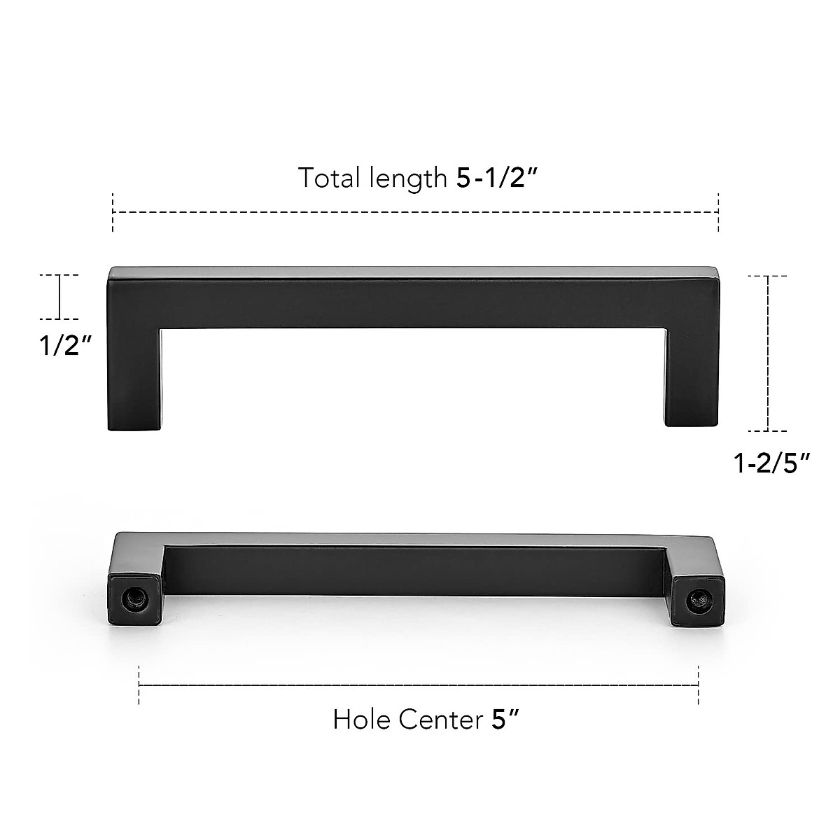 Home Expert Square Cabinet Pulls 30 Pack 5 Inch Matte Black Cabinet Handles Kitchen Hardware for Cupboard