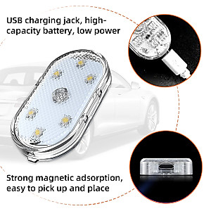 Ziciner 2 PCS Car Led Lights Interior, Super Bright Car Wireless Bulb, USB Rechargeable Auto Led Festoon Bulb, Universal Vehicle Accessories for Cars, Trucks, SUVs, Vans (Colorful, 2 PCS)