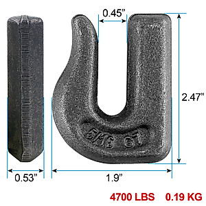 Robbor 5/16 inch Chain Hook Grade 70 Weld On Grab Hook Designed to be Welded onto Flatbed Trailers, Tractors and Other Similar Equipment