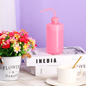 Wash Bottle 12 Pcs 17 Oz/ 500 ml Plastic Safety Wash Bottle Medical Lab Squeeze Bottle with Narrow Mouth Scale Labels Tattoo Bottle for Tattoo Supplies Green Soap Cleaning Washing Bottle (Pink)