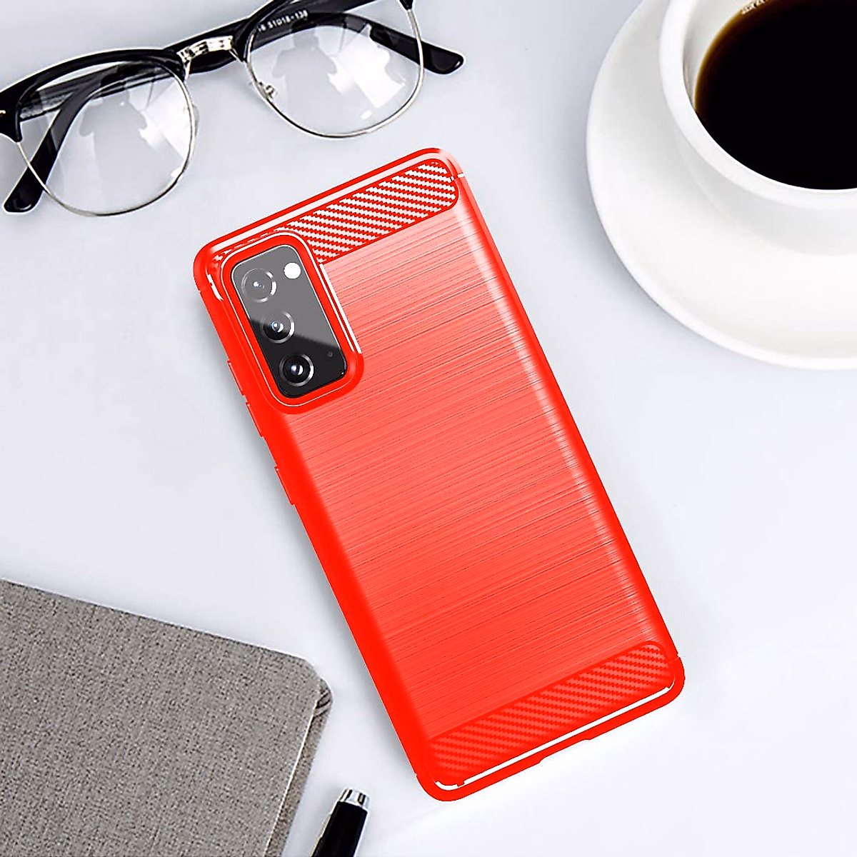 Osophter for Galaxy S20 FE Case,Samsung S20 FE 5G Case Shock-Absorption Flexible TPU Rubber Protective Cell Phone Cover for Samsung Galaxy S20 FE 5G(Red)