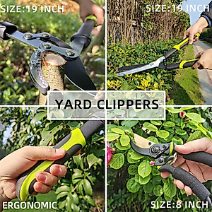 YRTSH Loppers Hedge Clippers & Pruners Combo Set 3-Piece Hedge Shears, Sharp Tree Trimmer Branch Cutter for Yard, Lawn & Garden, Professional Tree Clippers Yard Clippers for Indoor & Outdoor Gardening