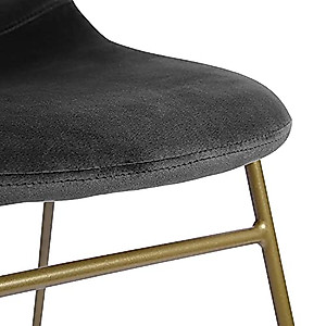 FurnitureR, Velvet Fabric Upholstered Seat Kitchen Room Set of 2, Mid Century Modern Backrest,Gold Metal Legs Dining Chair, Grey