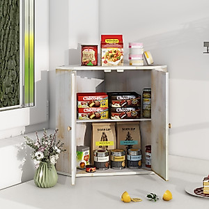 Trironsun Corner Bread Box for Kitchen Counter Double Layer Bamboo Bread Storage Container Large Capacity Bread Storage Bin Farmhouse Breadbox Organizer (Antique White)