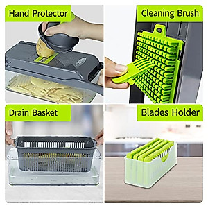 Elabli Pro Vegetable Chopper with 8 Blades:Mandoline Slicer Onion Chopper Dicer Egg Separator Slicer Vegetable Chopper Cutter Slicer,Food Chopper Dicer Slicer with Container for Kitchen