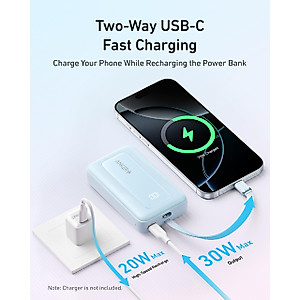 Anker Portable Charger, 10,000mAh 30W Power Bank, USB-C in and Out Fast Charging Battery Pack, Travel Essential Phone Power Bank, for iPhone 16/15/14/13/12, iPad, MacBook, Galaxy, Google, and More