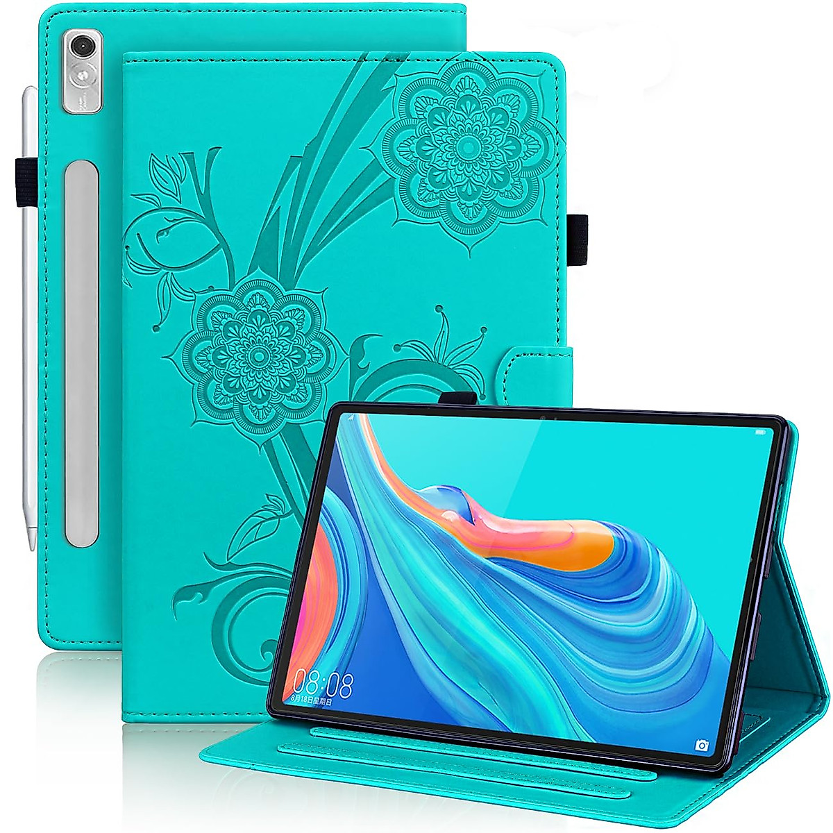 Kitzomi for Lenovo Tab P11 Pro 2nd Gen Case 2022 (TB-132FU/138FC) with PU Leather Folio and Kickstand+Card Holder, Auto Sleep/Wake with Cover for Lenovo Tab P11 Pro 11.2 Inch (2nd Gen),Turquoise
