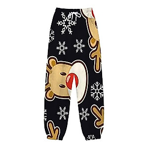 Baggy Sweatpants,High Waisted Sweatpants for Women Christmas Print Elastic Waisted Graphic Sweatpants Drawstring Straight Leg Lounge Bottoms Snowflake Graphic Print Black XL