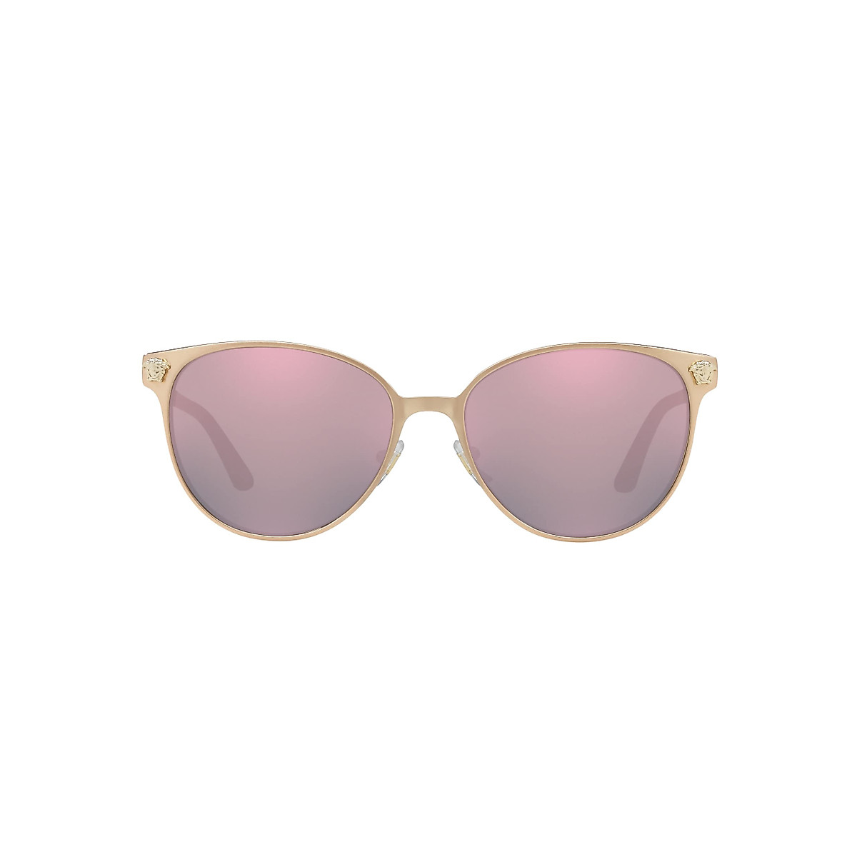 Versace Woman Sunglasses Pink Gold Frame, Dark Grey Mirror Pink Lenses, 57MM