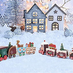 MVNISE Christmas Wooden Train Ornament, Mini Painted Train Decoration Kids Gift Toys, Xmas Table Top Adornment for Christmas Party Kindergarten…