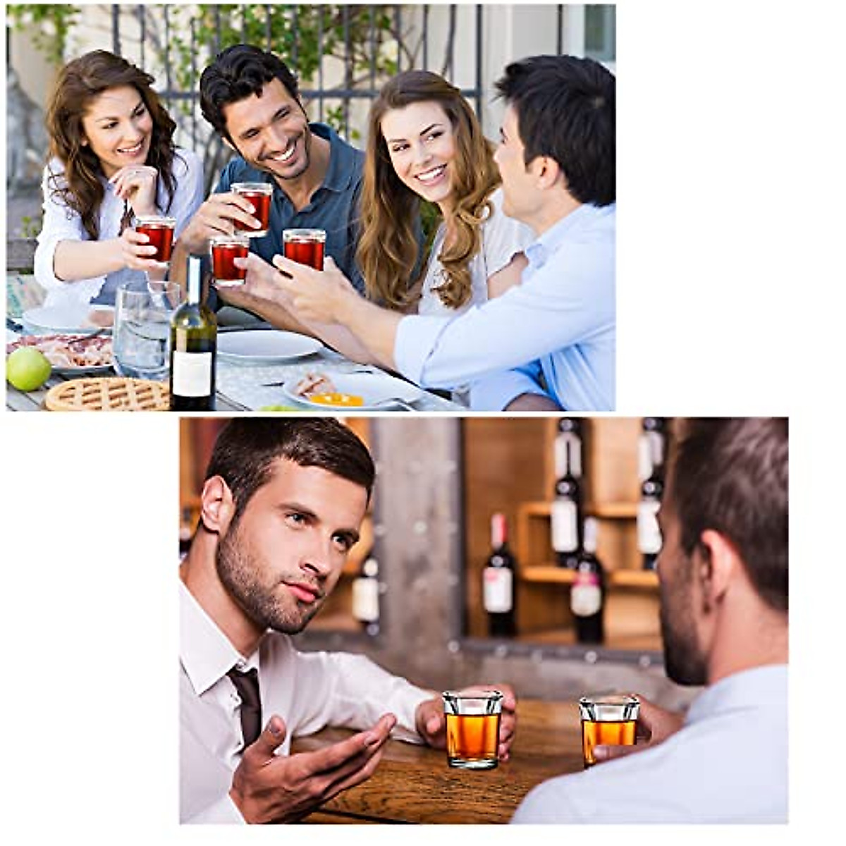 50 Pack 2.2 Ounce Shot Glasses Bulk Heavy Base Shot Glass Set Square Shot Glasses Clear Shot Glasses for Vodka Whiskey Wine Beer Espressos Liquors Family Party