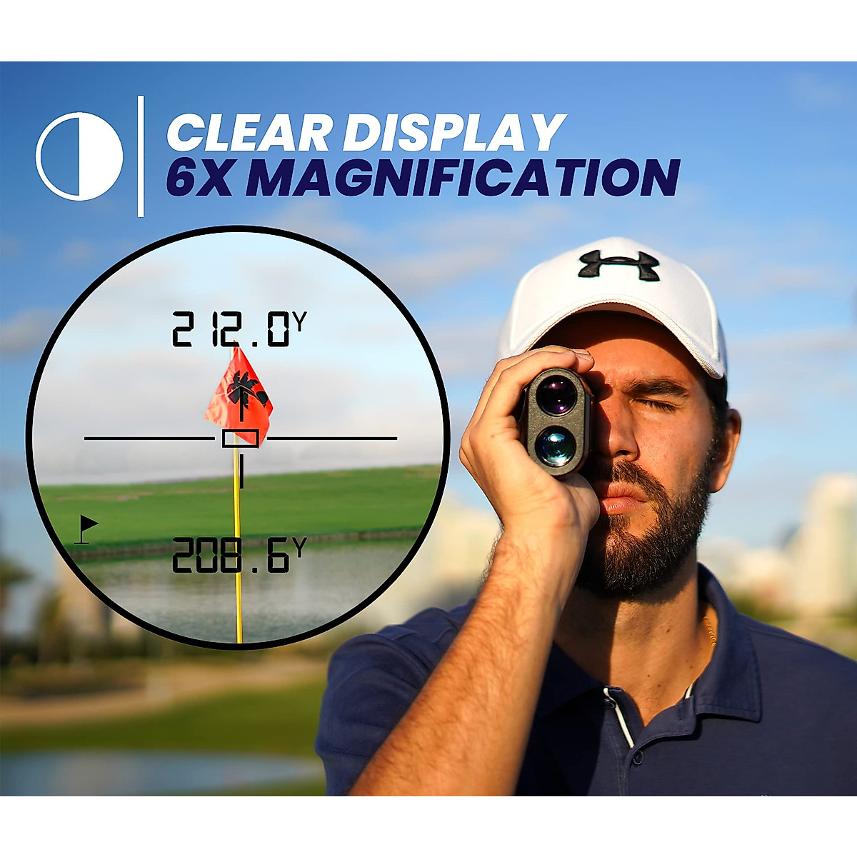 BAMAES Golf Rangefinder with Slope and HD Touchscreen - 650 Yard Range 6X Magnification - Flag Lock & Vibration - USB Rechargeable - Memory Storage - Voice Broadcasting - Professional Distance Finder