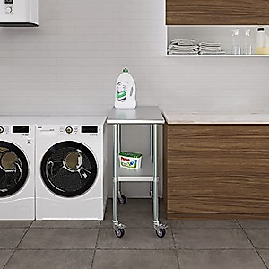 30" X 18" AmGood Stainless Steel Work Table with Wheels | Metal Mobile Table | Food Prep