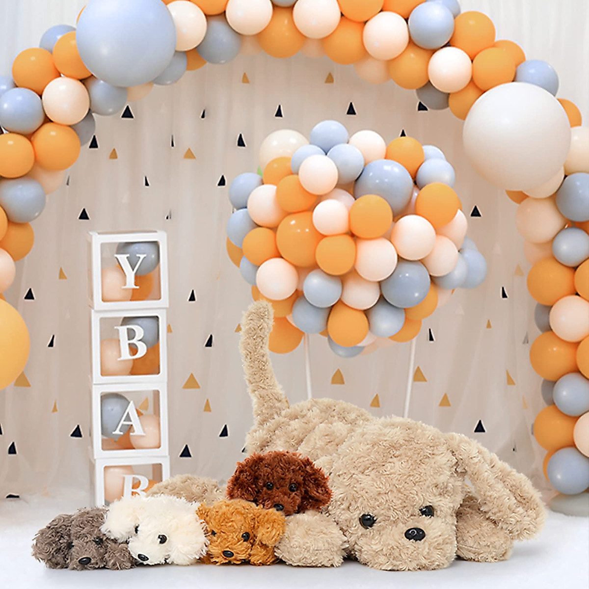 DOLDOA Stuffed Dog Animal for Kids Stuffed Mommy Dog with 4 Baby Puppy in her Tummy Plush Cute Dog Toy for Girls and Boys