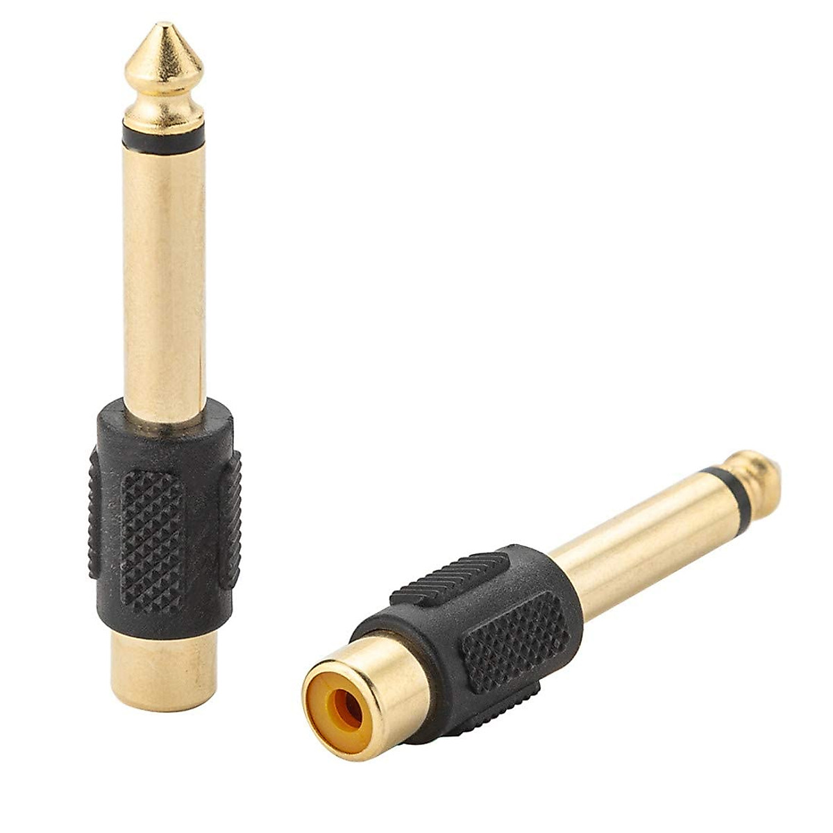 RCA to 1/4 Adapter, RCA Female to TS 6.35mm Mono Male Converter Audio Connector Plug Gold Plated for Mixer, Amp, Subwoofer (6-Pack)
