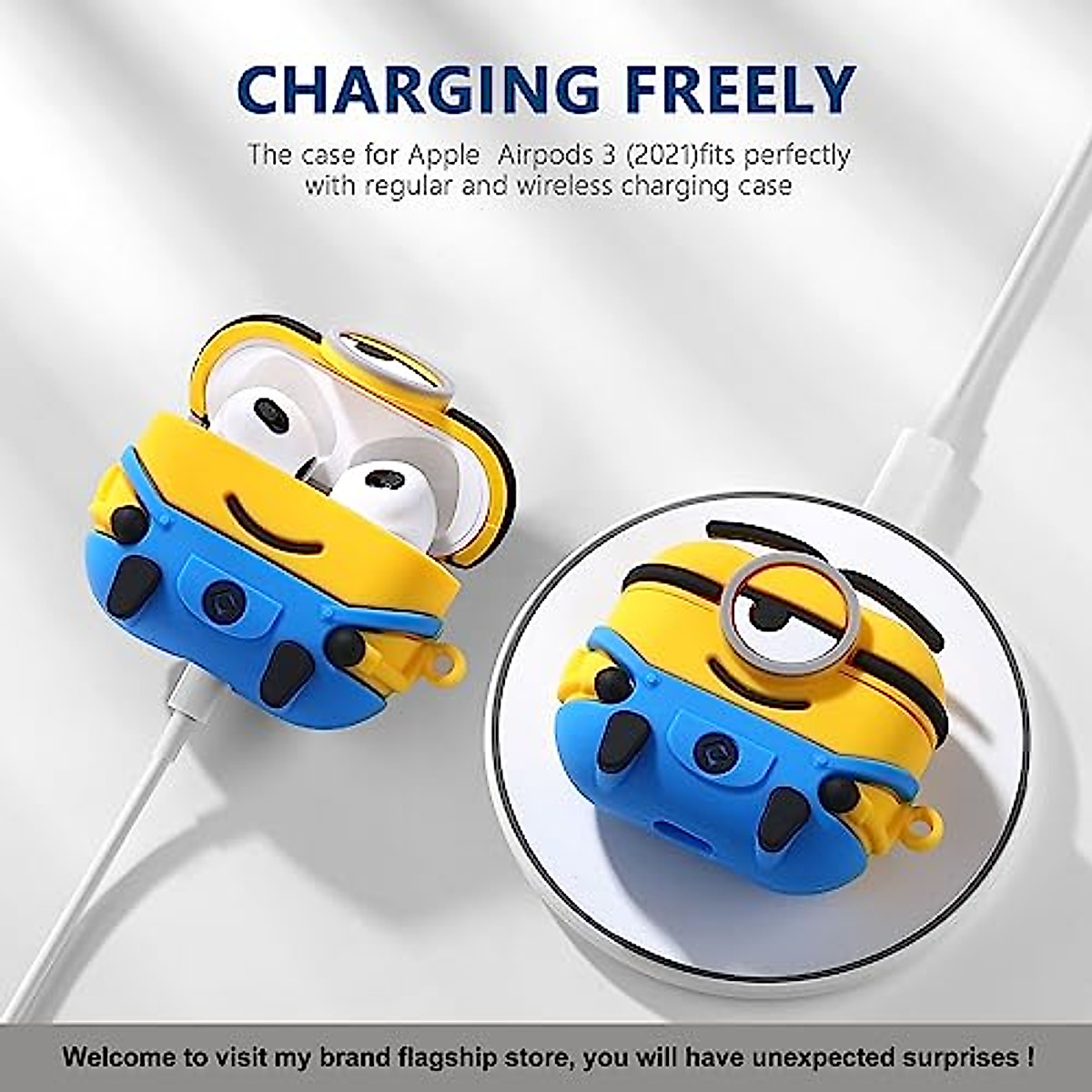 CULIPPA for AirPods 3 Case Cover for Airpods 3nd Generation Silicone Protective Case Cool Cartoon Skin Portable & Shockproof Design for Women Girls with Keychain for Apple Airpods 3 Charging Case