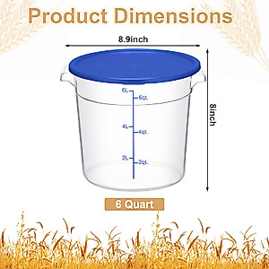 Suclain 4 Pcs 6 Quart Food Storage Container with Lids Clear Proofing Containers with Scale Handle for Bread Dough Rise Home Restaurant Food Storage(Blue)