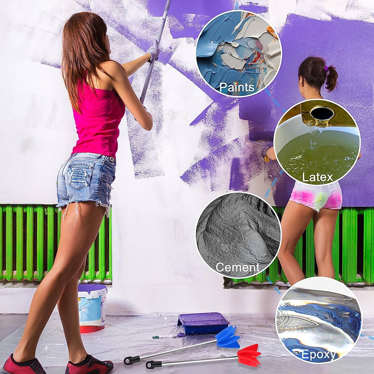 11.8 Inch Paint Stirrer for Drill, Drill Mixer Attachment, Epoxy Mixer, Paint Mixer for Drill, Helix Drill Paint Mixer for Most Drills, Resin Mixer, Mixing Concrete Resin Paint (1)