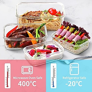 Luxurious Glass food Storage Containers with Lids 4 cup single Airtight 36 oz / 1040 ml Luxury Green lids Microwave & Freezer Safe BPA Free glass Meal Prep Containers with lids