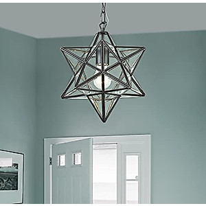 Elk 9-Inch Moravian Star Pendant - 145-001 Mini Pendant in Clear Glass and Oil Rubbed Bronze – LED Bulb, Dimmer and Smart Switch Compatible - Farmhouse and Eclectic Room Décor - Ceiling Light Fixture