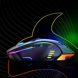 Lazy Pad,uvvy Wired Computer Mice Ergonomic Design Adjustable 6400dpi for Pc Office and Home Rgb Backlit 7 Keys Corded Computer Mouse