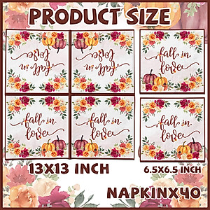 40Pcs Fall In Love Napkins Paper Fall In Love Bridal Shower Decor Bridal Shower Napkins Floral Fall Wedding Napkins Fall Napkins Fall Tableware Fall Floral Napkins Pumpkin Paper Napkins