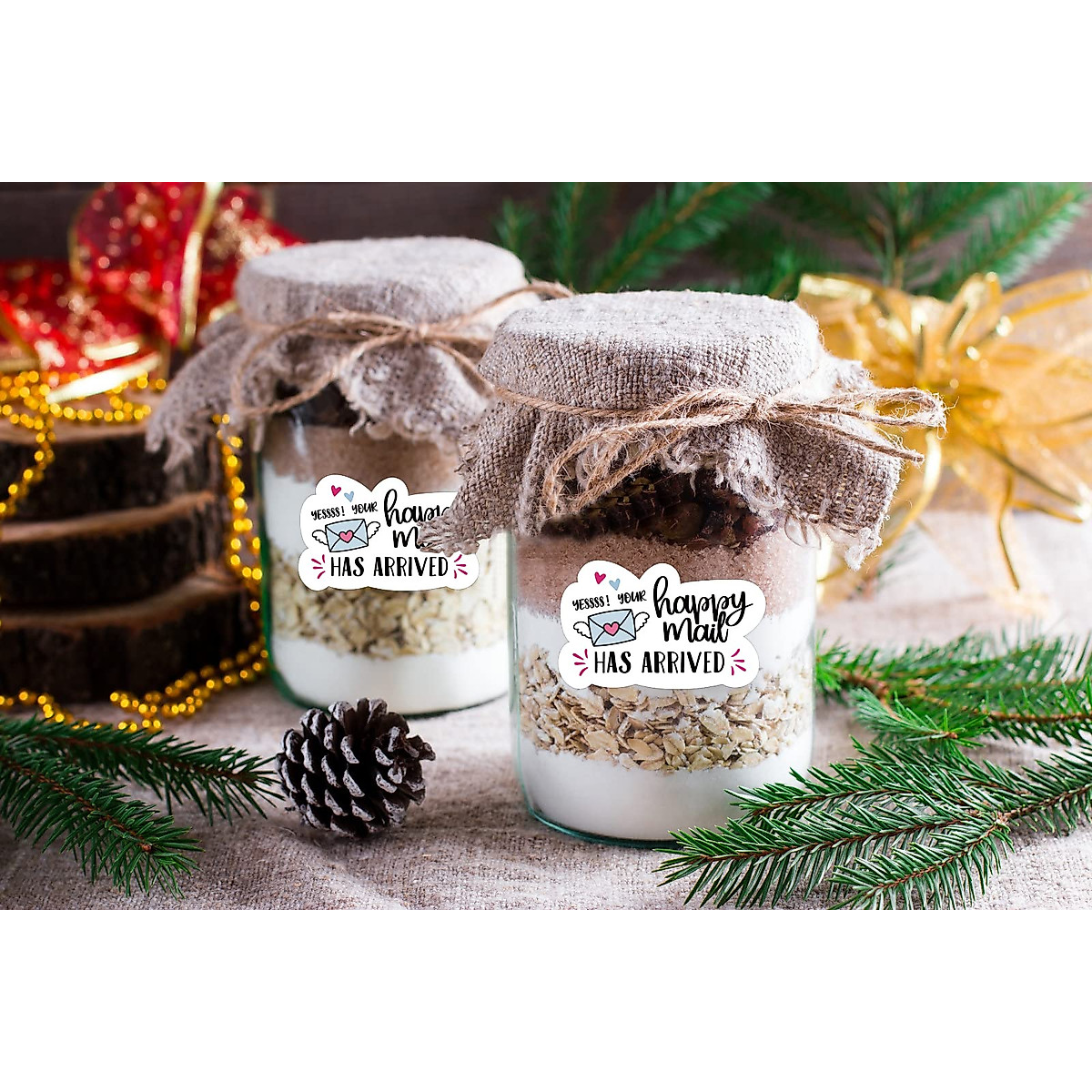 WHING Happy Mail Funny Small Shop Stickers, Online Retailers Shop Owners Order Packages Labels Small Business Thank You Sticker Envelope Seals, 500 Labels Per Roll