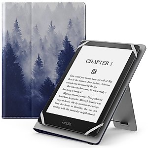 MoKo Universal Case for 6",6.8",7" Kindle eReaders - Kindle/Kobo/Voyaga/Lenovo/Sony Kindle E-Book Reader, Lightweight PU Leather Folio Shell Cover Case, with Hand Strap/Kickstand, Gray Forest