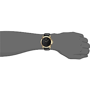 Gucci Gold-Tone and Leather Casual Black Watch(Model: YA1264034)