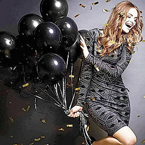 Black Balloons Garland Arch 114 Pack Black Latex Party Baloons In Different Sizes for Halloween,Graduation Party Decorations, Birthday Ballons Anniversary Balloons