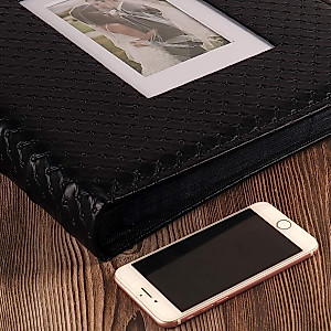 RECUTMS Photo Album 4x6 600 Photos Black Inner Page Button Grain Leather Big Capacity Pockets Pictures Album Birthday Christmas Photo Albums Wedding Anniversary (Black)