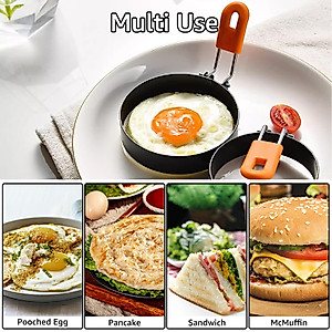 YOUNTHYE 9PCS Egg Rings for Griddle 4,6,8 Inch Pancake Ring Set Omelette Ring for Griddle with Silicone Handle Round Egg Cooker Ring Non-stick Stainless Steel Egg Rings for Breakfast Omelette Sandwich