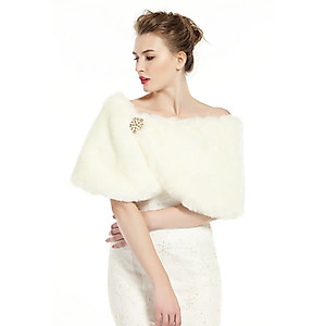 BEAUTELICATE Faux Fur Wrap Shawl Women Shrug Bridal Stole for Winter Wedding Party