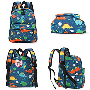 Zicac Children's Cute Canvas Backpacks Toddler Backpack (M, Blue Dinosaur)