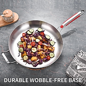 Inqibee 12-Inch Tri-Ply Stainless Steel Frying Pan with Lid and Helper Handle,Skillet,Chef's Pan,Induction Cooking Pan,Heavy Duty and Detachable Handle.