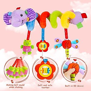 Funsland Spiral Stroller Toy for Infants Spiral Car Seat Toys Hanging Toy Clip on Crib Car Seat Stroller Soft Plush Baby Toy for Baby Boys and Girls 3 Months & up