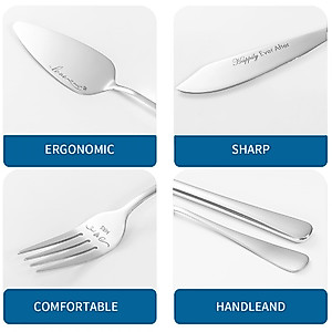 iooiluxry Wedding Cake Knife and Server Set, Cake Cutting Set for Wedding, Cake Cutter Set for Wedding Engagement Gifts for Couples (Silver)